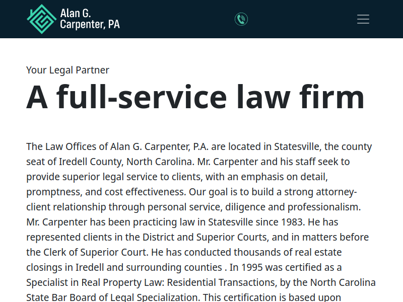 Services — Alan G. Carpenter, PA